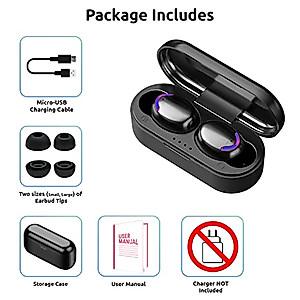 VOLT PLUS TECH Slim Travel Wireless V5.1 Earbuds Compatible with Your Bose Bose Bluetooth Headset Series 1 Updated Micro Thin Case with Quad Mic 8D Bass IPX7 Waterproof/Sweatproof (White)