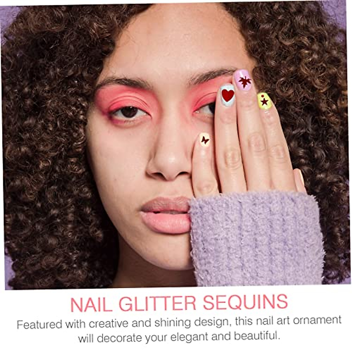 Beavorty 3 Boxes Heart Shaped Nail Art Jewelry Flash Suit Glitter Nail Polish Set Star Decor Valentines Nail Art Stickers Love Nail Charm Valentines Day Nail Glitters Nail Glitter Sequins