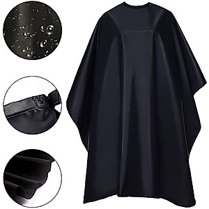 VETUZA Professional Barber Cape, Salon Cape with Snap Closure for Hair Cutting, Black 59" x 51"