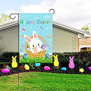 WEBSUN Happy Easter Day Garden Flag Double Sided 12 x 18 Inch, Polyester Easter Garden Flag for Outdoor Yard & Home Decorations