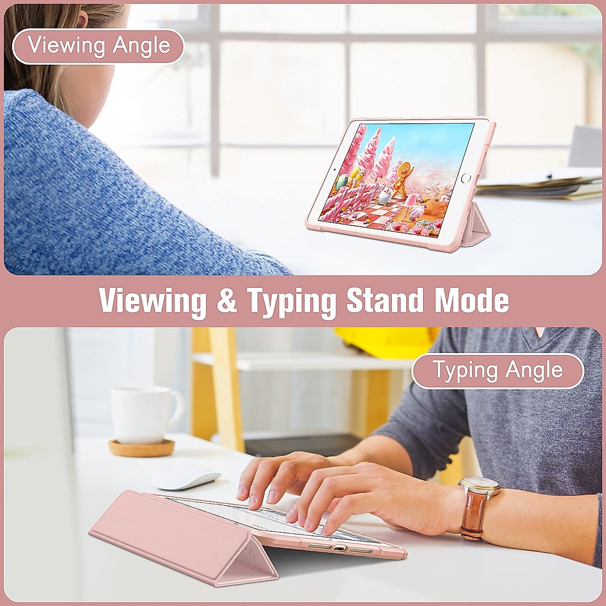 Fintie Hybrid Slim Case for iPad Mini 3/2 / 1 - Shockproof Cover with Clear Transparent Back Shell, Auto Wake/Sleep for Mini 1 / Mini 2 / Mini 3 (Rose Gold)