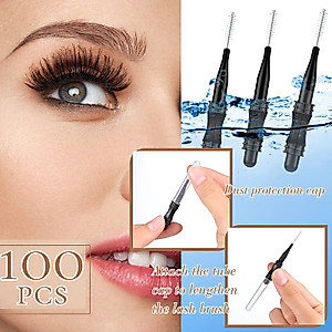 100 Pcs Micro Eyebrow Brush with Cap Brow Lamination Brush Eyelash Brow Brush Lash Filler Eyebrow Lash Lift Tools for Eyebrows and Eyelashes Extensions (Black)