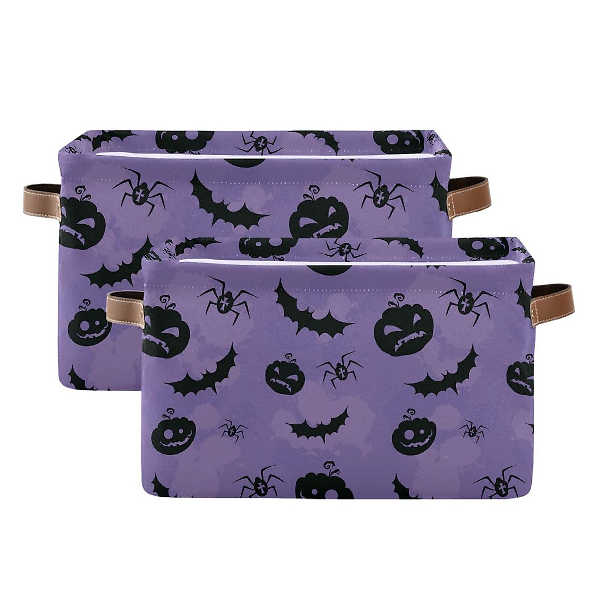 Foldable Storage Basket, Cube Organizer Bins Halloween Pumpkin Bat Cube Bag Dual Handles for Closet Shelf