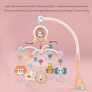 Eners Baby Musical Crib Mobile with Night Lights and Rotation, Rattles, Remote Control,Comfort Toys for Newborn Infant Boys Girls Toddles (Red)