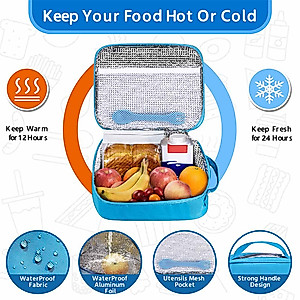MAISON HUIS Bento Lunch Box for Kids With 8oz Soup Thermo, Leakproof Lunch Compartment Containers with 4 Compartment Bento Box, Thermo Food Jar and Lunch Bag, BPA Free,Travel, School(Alien in Space)
