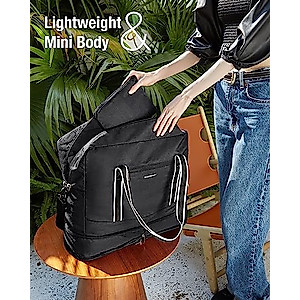 For Spirit Airlines Personal Item Bag 18x14x8 BAGSMART Foldable Travel Duffel Bag Tote Weekend Overnight Bag Carry on Luggage for Women and Men(Black)