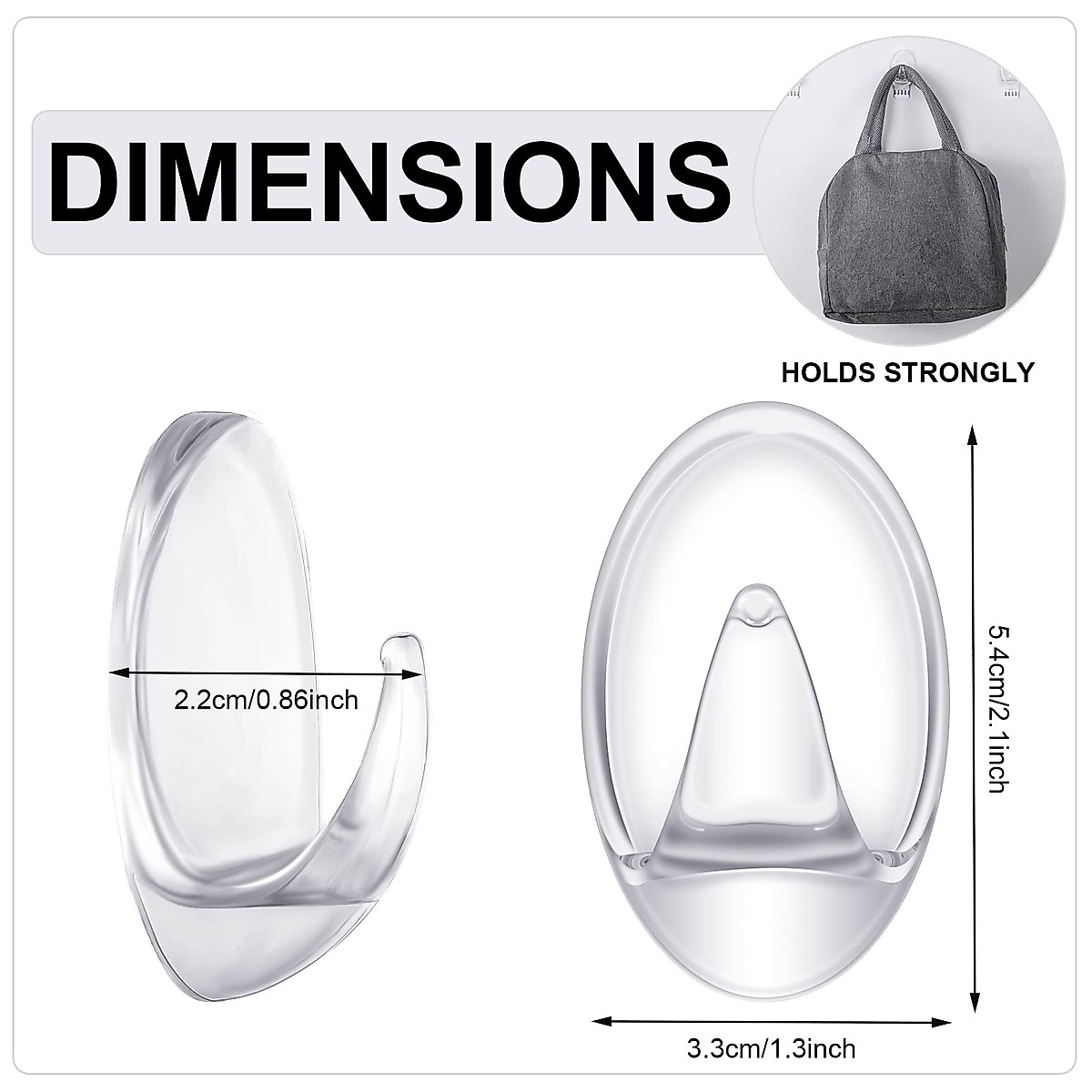 12 Pieces Clear Medium Hooks Medium Designer Hooks Clear Self Adhesive Hooks Indoor Strips 12 Utility Wall Hooks with 15 Pieces Self-Adhesive Tapes, Hooks Heavy Duty for Home Kitchen Bathroom Wall