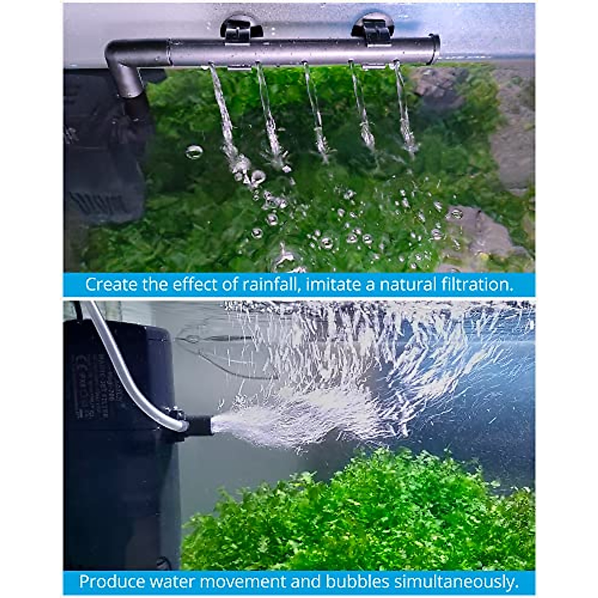 NICREW Aquarium Internal Filter, Submersible Power Filter with Multiple Function, Aeration System with Sponge Filter for Fish Tanks 10-20 Gallon, 100 GPH, 7W