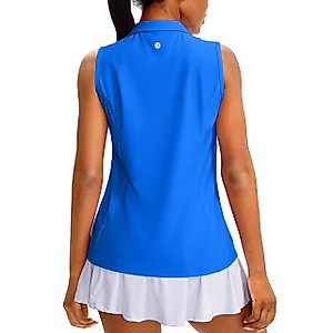 G Gradual Women's Sleeveless Golf Polo Shirts Tennis Quick Dry Collared Tank Tops V-Neck Polos for Women(Blue,XL)