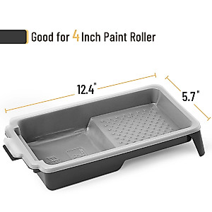 Bates- Paint Tray Liner, 4 Inches, One Plastic Paint Tray with 20 pcs Paint Pan Liners, Paint Pans Trays, Disposable Paint Tray, Paint Roller Tray Liners, Paint Trays for Painting Walls