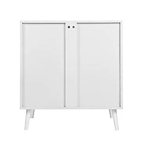 Accent Kitchen Storage Cabinet, Modern Sideboard Buffer Cabinet with Leather Embossed Decorated Doors,Storage Cupboard Console Table with Adjustable Shelves for Living Room Dining Room Kitchen, White