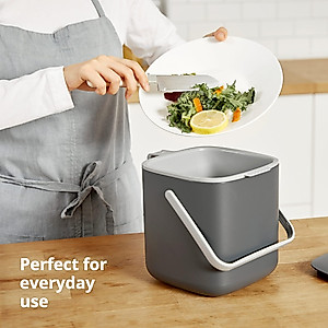 BLUE GINKGO Kitchen Compost Bin - 0.69 GAL / 2.6L Easy Clean Food Waste Bin for Kitchen with Handles | Countertop Compost Bin Kitchen Food Scrap Pail Bucket (Made in Korea) - Green