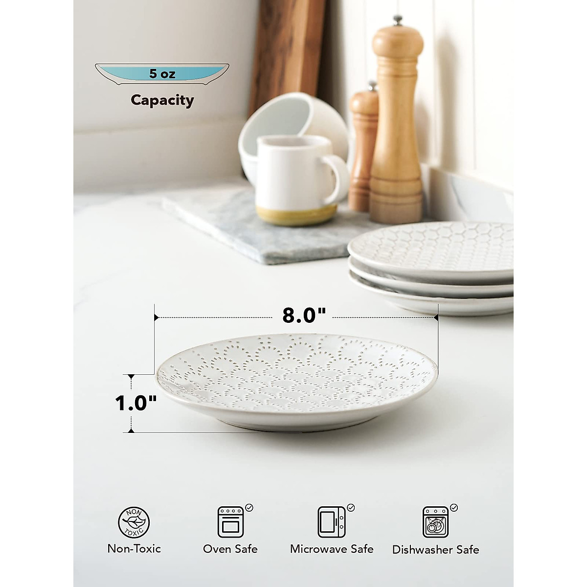 LE TAUCI 6 Inch Bowls Set of 4 + 7 Inch Bowls Set of 4 +8 Inch Plates Set of 4