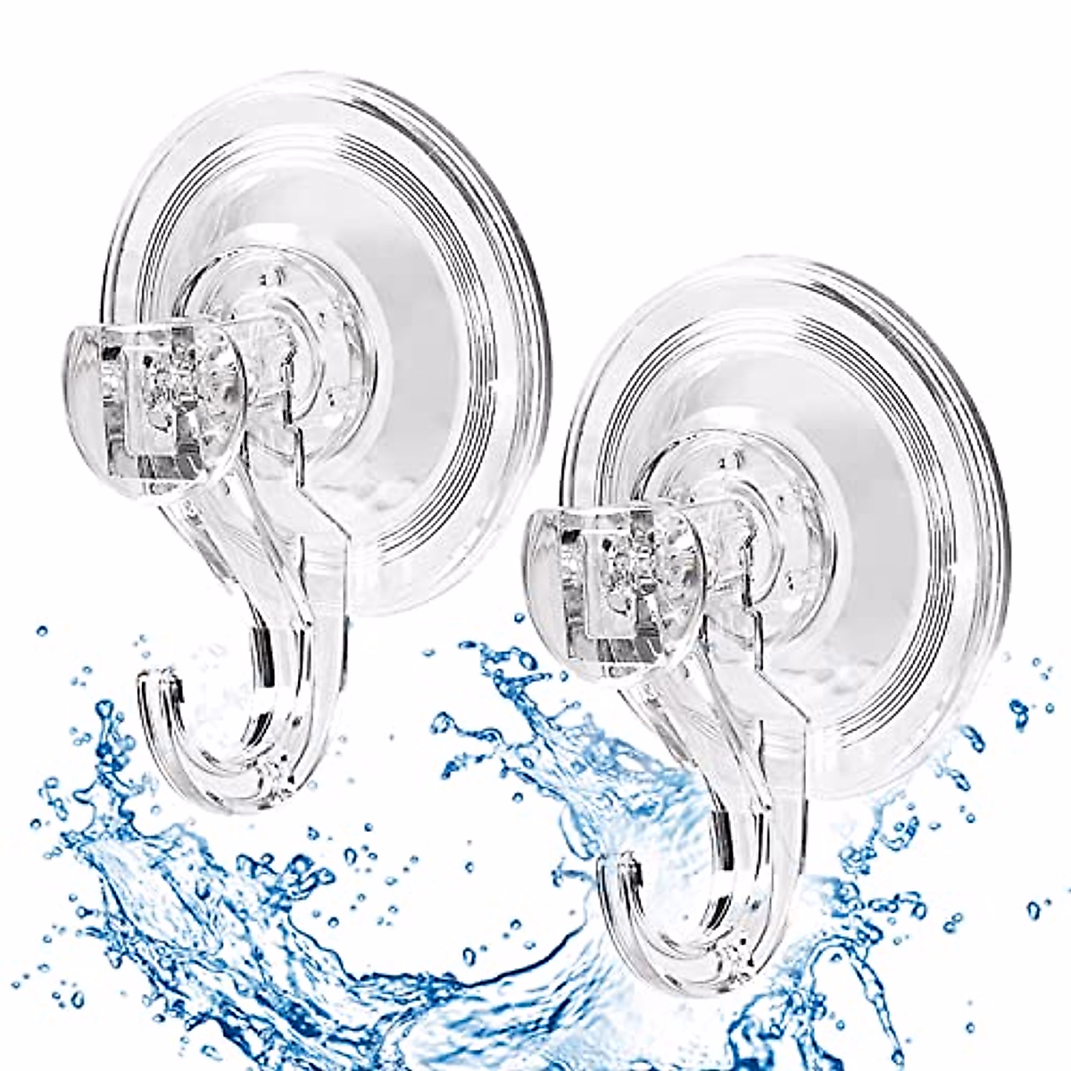 Ayssny Suction Cup Hooks, Large Clear Vacuum Suction Shower Hooks Bathroom Wall Kitchen Hooks for Shower, Reusable Heavy Duty Hooks for Loofah Wreath Hangers Wreath Holders for Front Door Glass Window