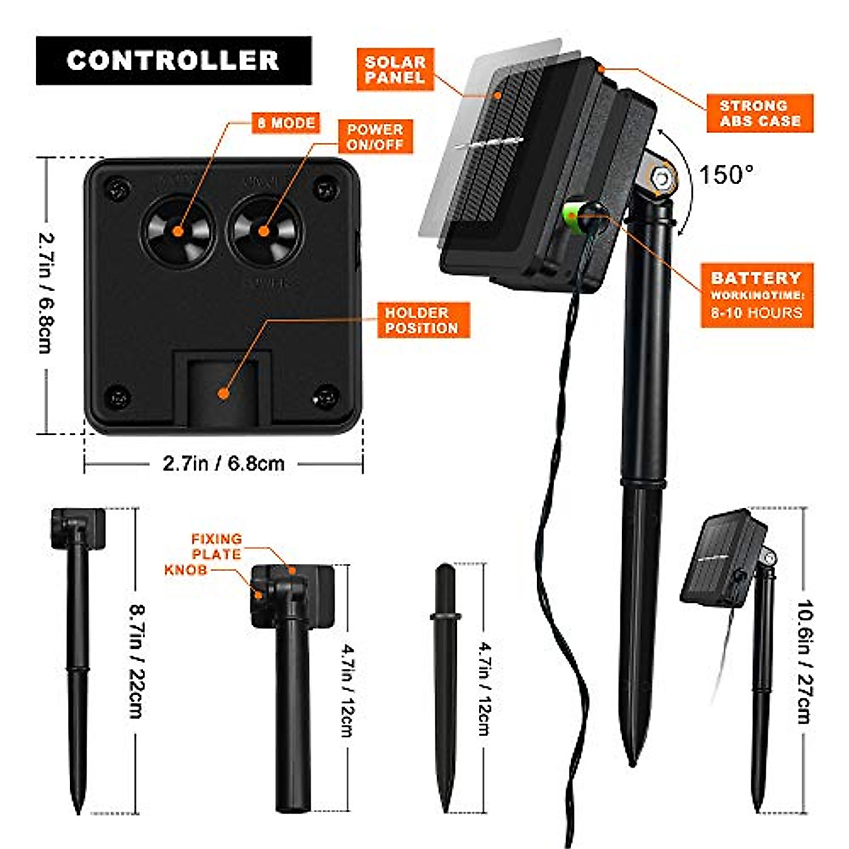 woohaha 2 Pack Solar String Lights Outdoor, 39ft 100 LED 8 Modes Waterproof Fairy Lights, Decoration for Garden Tree Patio Yard Wedding Party (100L-Cool White)