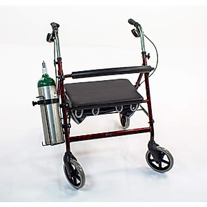 Walker Oxygen Tank Holder for Rollators & Walking Aids JO2W, Holds Single D or E Oxygen Cylinder Tanks