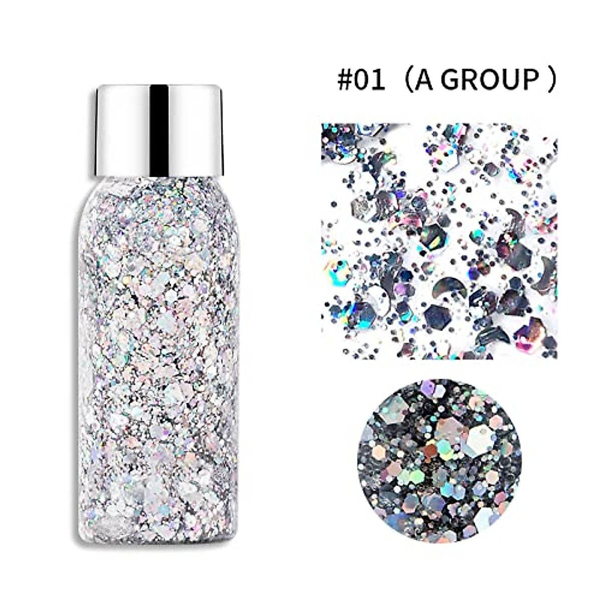 Colour Body Glitter Gel Scale Set Sequins Skin Long Lasting Sparkling Eyeshadow Lip Nail Hair Painting Glitter Decorate Art Festival Party Make Up Powder Set Glitter Eye Makeup