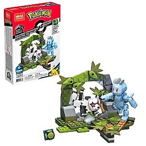 Mega Construx Pokemon Machop Vs. Galarian Zigzagoon Construction Set, Building Toys for Kids (GVK82) , Red, 6 years and up
