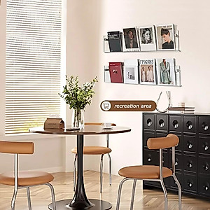 FPIGSHS 2 Pack- Acrylic Magazine Holder Wall Mounted， Clear Brochure Holder Magazine Rack， Record Holder, Hanging Bookshelf Literature Storage Shelf for Office,Church,Home Display (Size : 60cm)