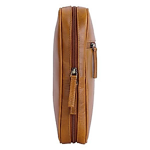 Elizo Genuine Real Leather Bible Cover with Zipper, Bible Case for Women Bible Cover for Men Medium, Bible Bag Book Cover Bible Holder Bookmark Religious Christian Gifts Carrying Case, Savanna