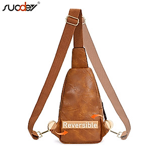 SUOSDEY 2024 Sling Bag for Women Leather Crossbody Bags for Women Trendy Chest Bag Traveling Walking