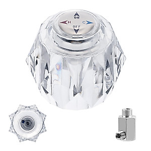 Shower Knob Replacement, Clear Hot and Cold Bathtub Faucet Handles with Button Bathroom Faucet Knobs Replacement Compatible with Delta Foundation/Peerless Classic