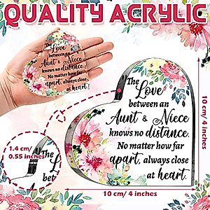 Aunt Gift from Niece Nephew Aunt Birthday Gifts Acrylic Heart Keepsake Sign Paperweight Idea for Aunt Auntie (Elegant)
