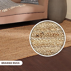 REDEARTH Rectangular Area Rug - Hand Woven Braided 100% Natural Jute - Artisan Made Boho Jute Rugs for Bedroom - Kitchen - Living Room - Farmhouse - Aesthetic Home Decor (8'x10' - Natural)