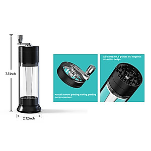 Spice Grinder 3-in-1 Hand Crank Loader Roller Crusher Filler Flower Buds Milling Grinding Storage with Magnetic Lid