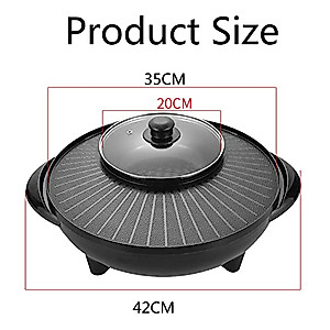 Wgwioo Electric Hot Pot and BBQ Grill, 2 in 1 Multifunction Hot Pot BBQ Integrated Electric Grill Hot Pot, Portable Nonstick Electric Grill, Electric Barbecue Table Top Grill Hot Plate