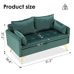 Farini Storage Space Modern Sofa Couch for Living Room (Green) Love Seats, Middle