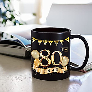 Greatingreat 1943 Old Time Information-80th Birthday Mug, Happy 80 Birthday Party, Turning 80 Birthday, 80th Bday For Her & Him, Eighty Birthday Mug, Milestone Birthday