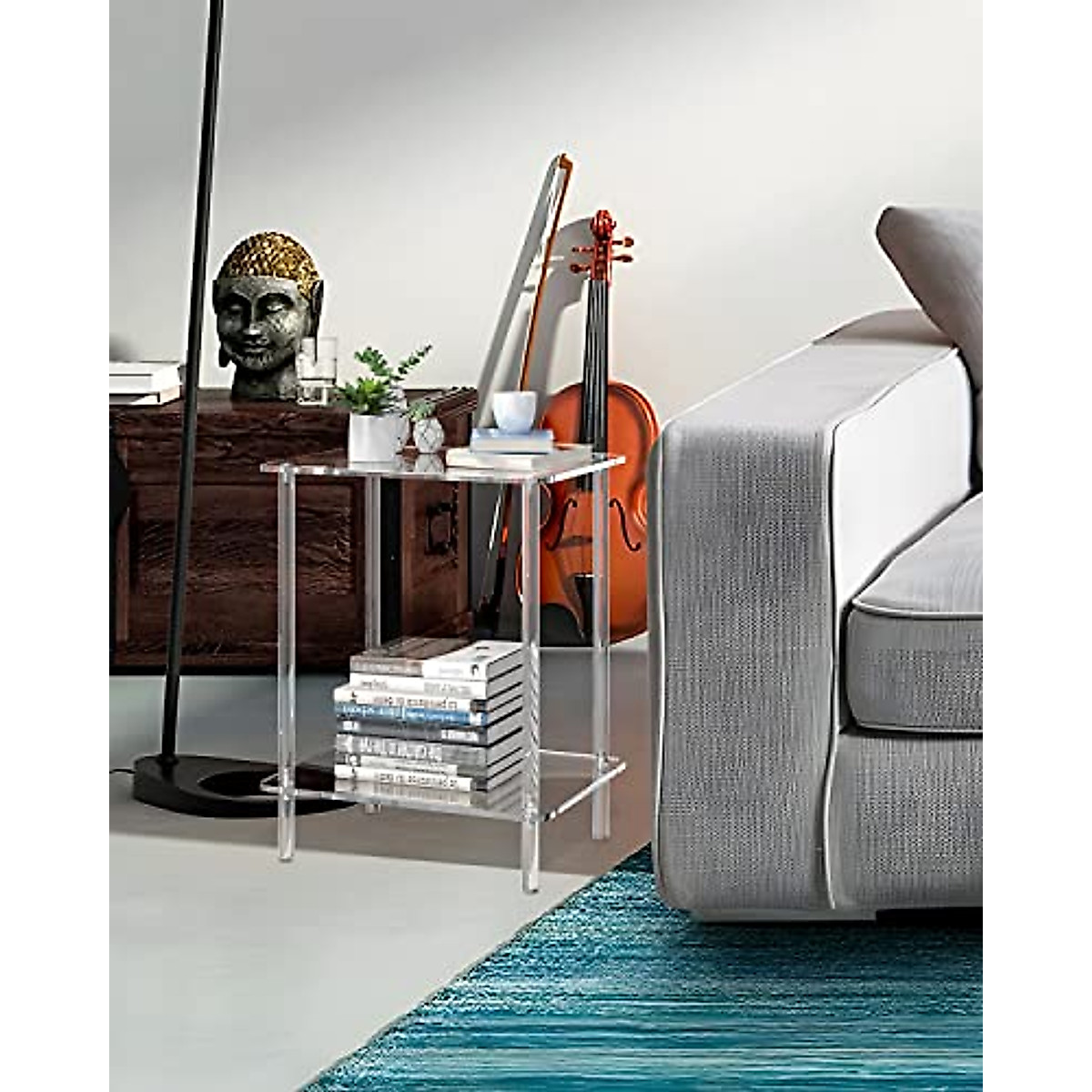 KSacry Small Acrylic Side Table for Small Spaces, 3 Tier Clear Side Table,Small Nightstand/Bedside Table/End Table for Living Room, Bedroom, Bathroom,15.75" L x 11.81" W x 20" H