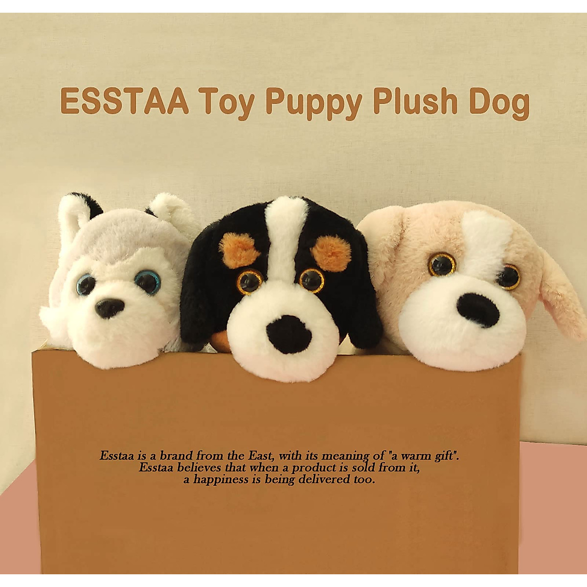 Esstaa Toy Puppy Plush Dog Animal with Control Leash Walking, Barking, Tail Wagging, Gift for Kids, Girls, Boys, Friends 9.4 Inch(Black)