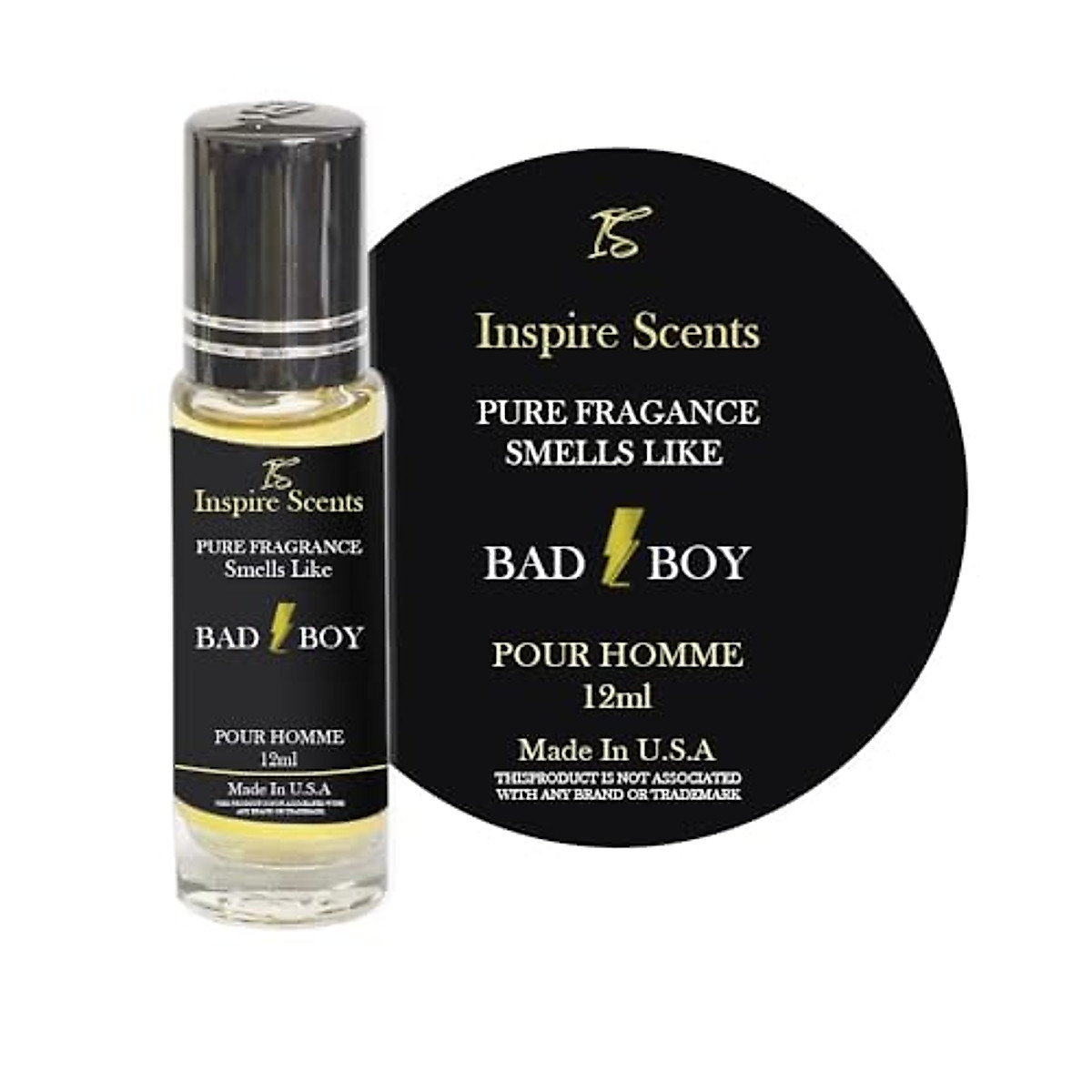 INSPIRE SCENTS Cool Boy cologne for Men 3.4oz / 100ml Bad Boy Cologne Roll On Body Oil for Men 12ml FREE Eau De Toilette (Our Impression of Bad Boy Perfume for Men) (Pack of 2)