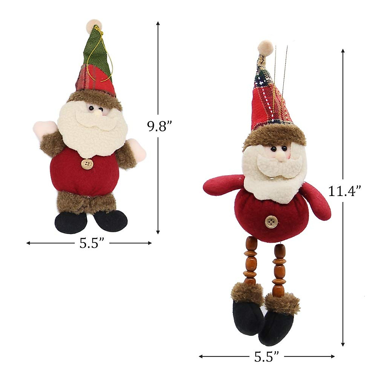 Lulu Home Christmas Tree Ornaments, Xmas Hanging Plush Decorations, 6 PCS