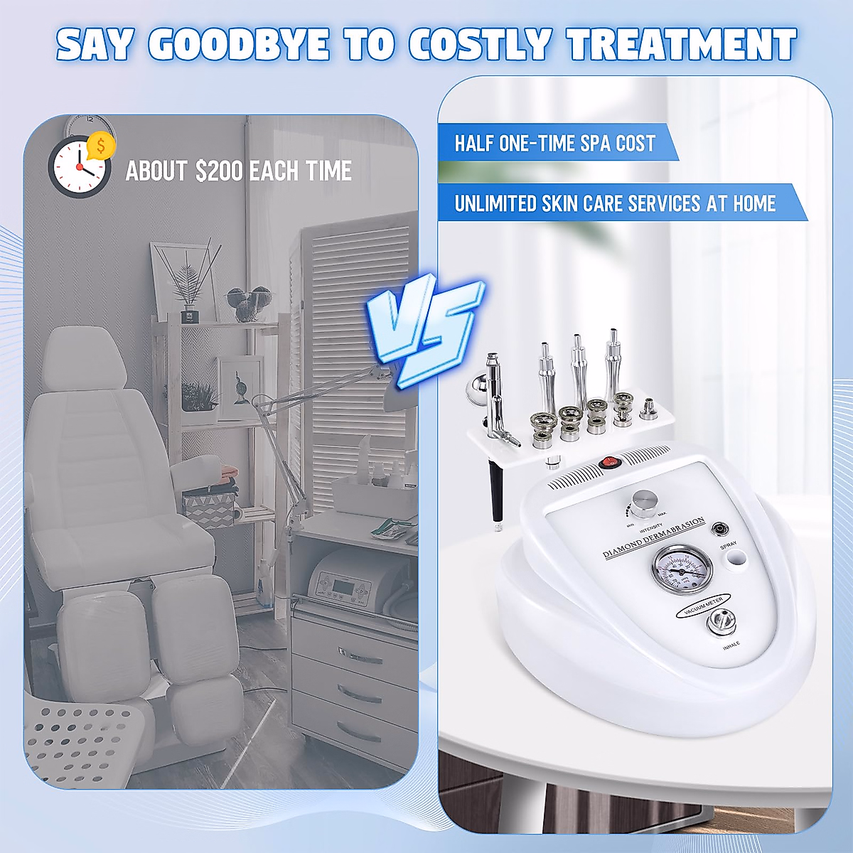 Upgraded 2 IN1 Diamond Microdermabrasion Machine, Beauty Star Professional Diamond Dermabrasion Facial Devices System at Home, Face Pore Cleansing Tool(65-68cmHg Vcuum Suction)