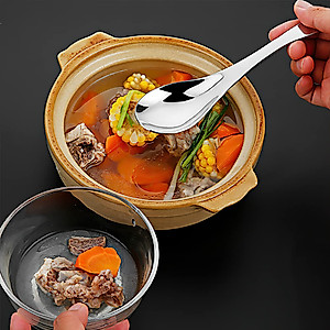 Soup Spoons,4 Pieces Stainless Steel Asian Soup Spoon 6.3 Inch Heavy-Weight Short Handle Ramen Spoons,Thickened Spoons Silverware for Christmas, Thanksgiving Day, Housewarming.