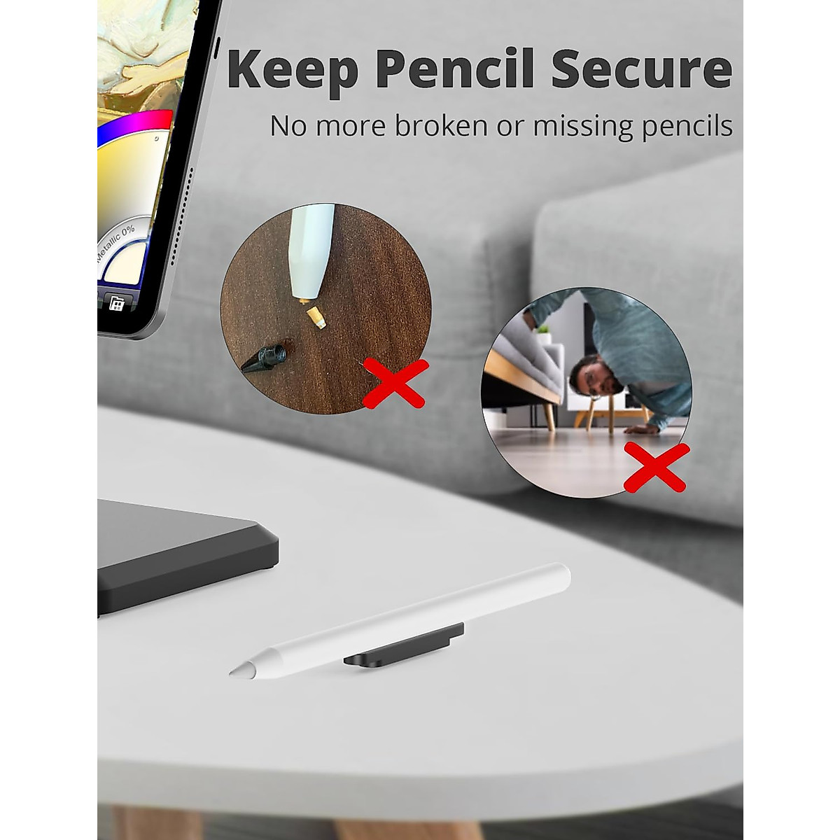 SUPMEGA 3 Pack Magnetic Pencil Holders Compatible with Apple Pencil 2nd Generation, Sturdy Aluminium Alloy Pencil Stand Office Desk Accessories Keep Pen Secure & Handy