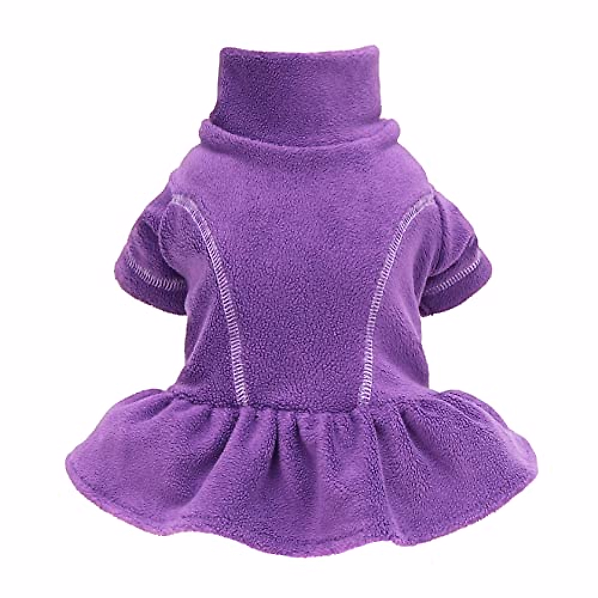 Fitwarm Athleisure Fleece Dog Dresses, Dog Clothes for Small Dogs Girl, Pet Lightweight Turtleneck Sweater, Cat Apparel, Purple, Medium