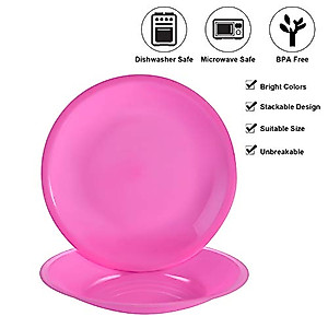 Maitys 12 Pieces Kids Plastic Plates, Colorful Plate Set Plastic Snack Plate Small Dinner Plates, Microwave and Dishwasher Safe, 6 Colors