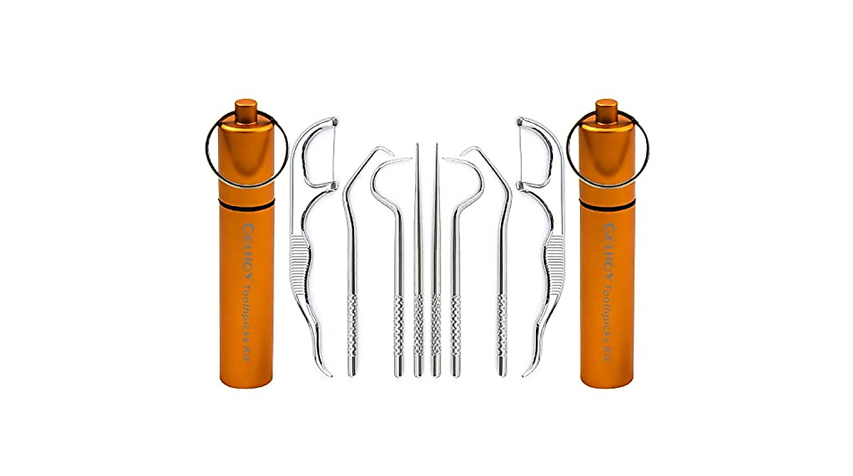 Stainless Steel Toothpicks & Floss Picks Kit for Travel & Daily Use