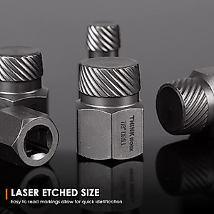 THINKWORK Upgraded Screw Extractor Set, 25-Piece 3/8" Inch Drive Easy Out Bolt Extractor Set, Multi-Spline, for Removing Broken Studs, Bolts, Screws