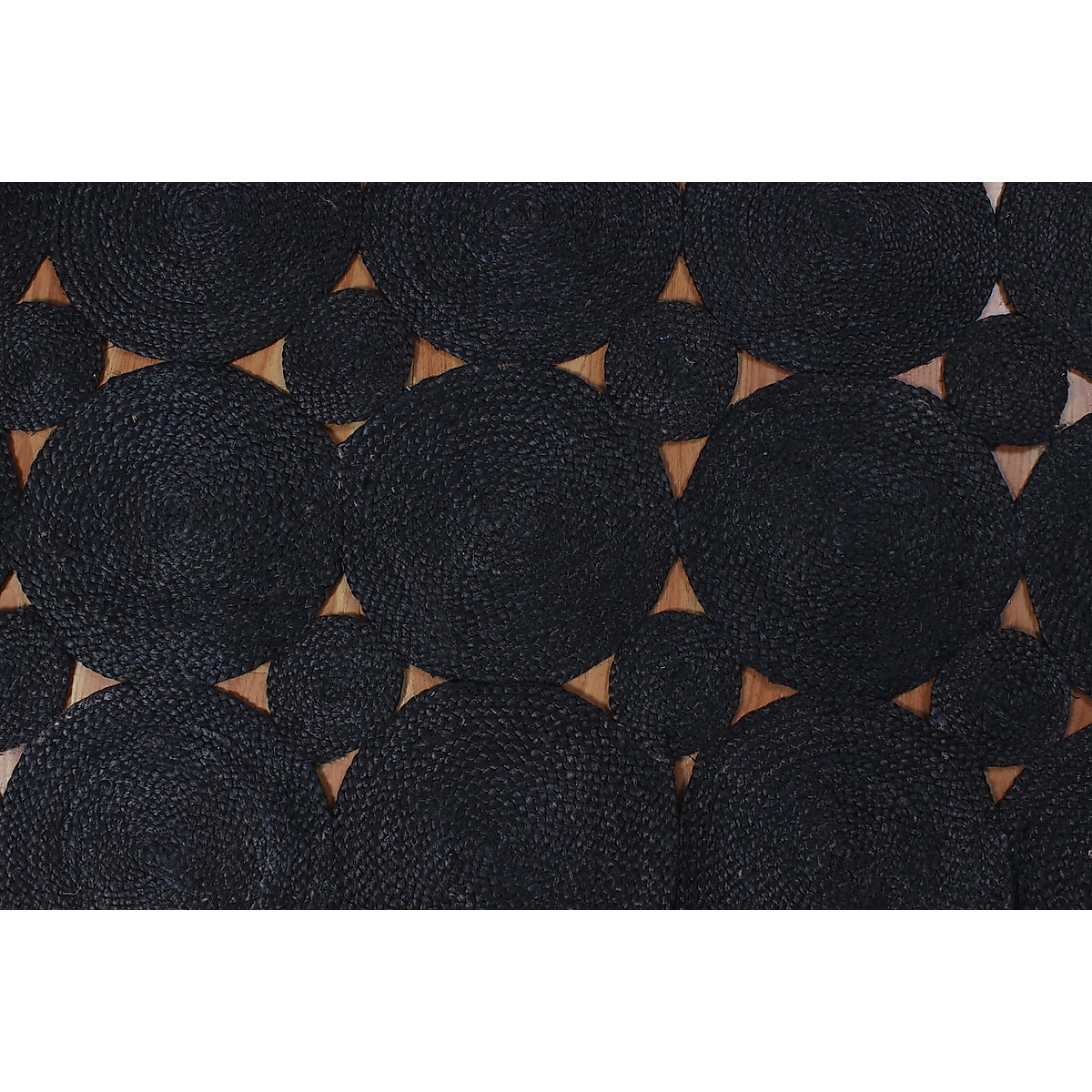 Braided Scalloped Area Rug, Natural Jute Kilim Rugs - 10x8 Ft Medium Flatweave Woven Carpet Dhurrie for Indoor Use Like Living Room Kitchen Entryway Dining Room Bedroom (Black)