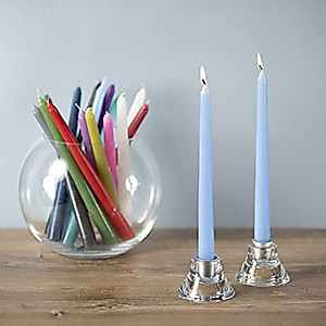 CANDWAX 10 inch Taper Candles Set of 12 - Dripless Taper Candles and Unscented Candlesticks - Perfect as Dinner Candles and Household Candles - Baby Blue Candles