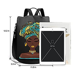 BDAWQUG Women Backpack Purse Waterproof Nylon African American Backpack Black Queen Afro Melanin Art Lightweight Travel Shoulder Bag