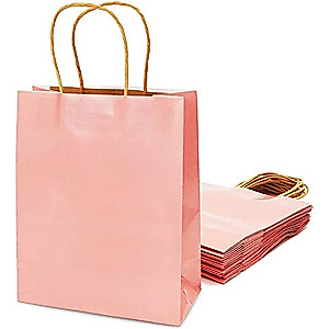 Juvale Medium Blush Pink Gift Bags with Handles for Wedding, Bridal Shower (8 x 10 in, 15 Pack)
