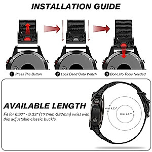 Fintie 22mm Band Compatible with Garmin Fenix 7/Fenix 6/Fenix 5, Quickfit Soft Woven Nylon Sport Strap Compatible with Garmin Fenix 6 Pro/Fenix 5 Plus/Forerunner 935 945/Instinct 1 2/Epix Gen 2 Smartwatch (Black)