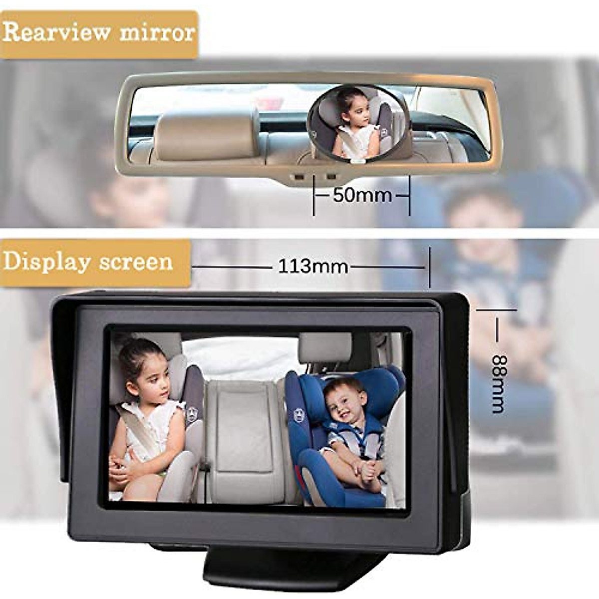 Itomoro Baby Car Mirror, View Infant in Rear Facing Seat with Wide Crystal Clear View,Camera Aimed at Baby-Easily to Observe The Baby's Every Move
