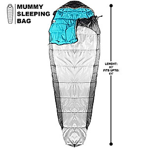 KHOMO GEAR Sleeping Bag Mummy Style - 3 Season - Camping & Outdoors - Grey